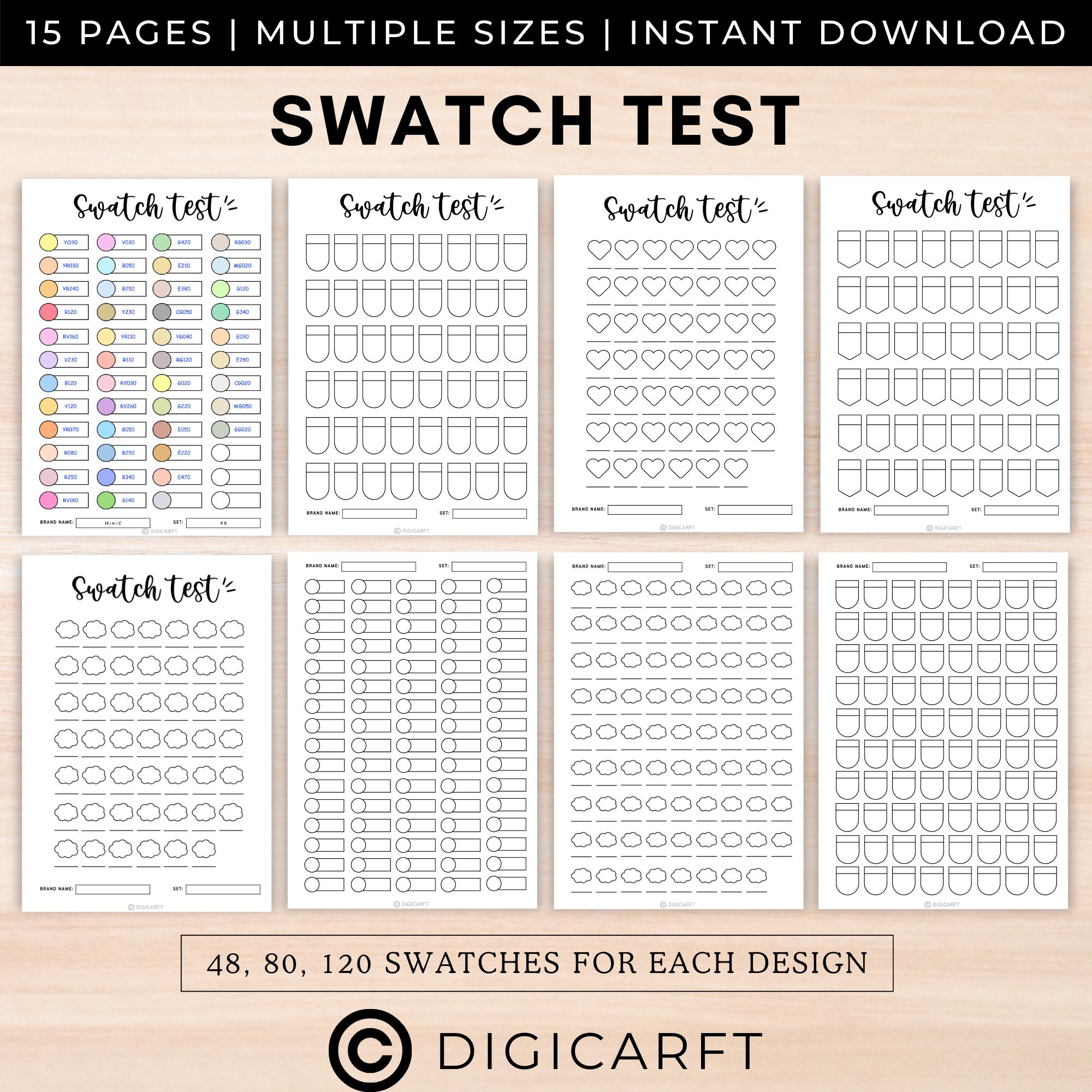 Swatch Test Journal Page A5,marker Swatch Sheet Blank,swatch Template ...
