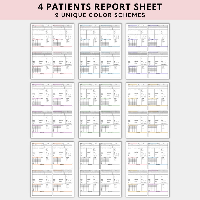 Nursing Report Sheet Multiple Patients,nurse Report Bundle Pdf,6 ...