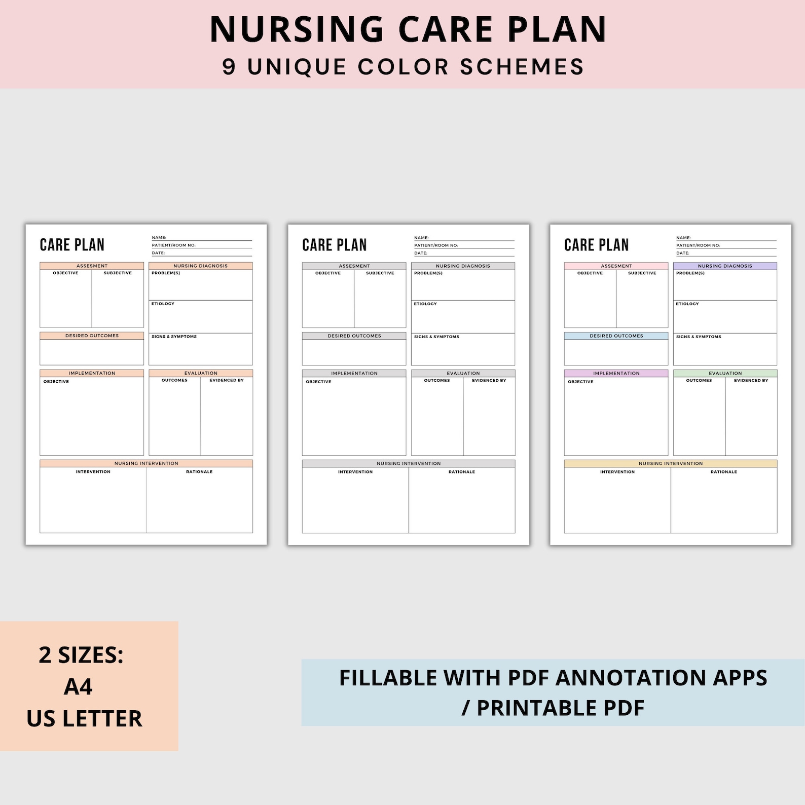 Nursing Care Plans Printablenurse Care Plan - Etsy