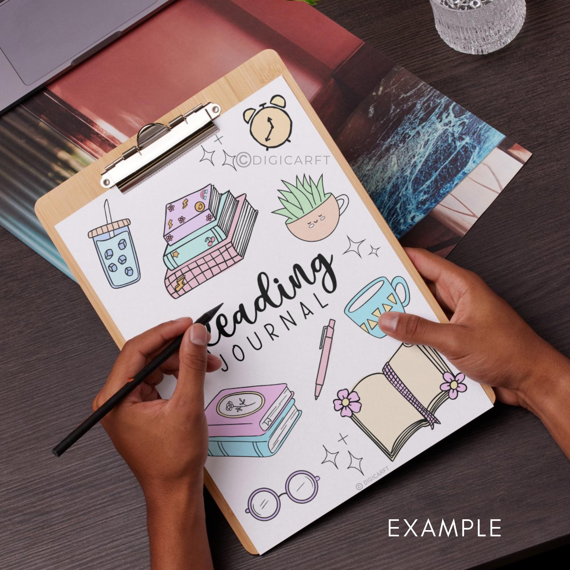 Reading Journal Cover Page Printable,book Planner Title Coloring Page ...