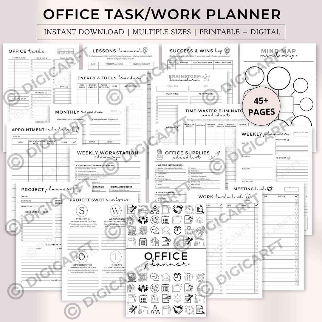 Office Tasks Planner Set,office Task List Printable,office Organization ...