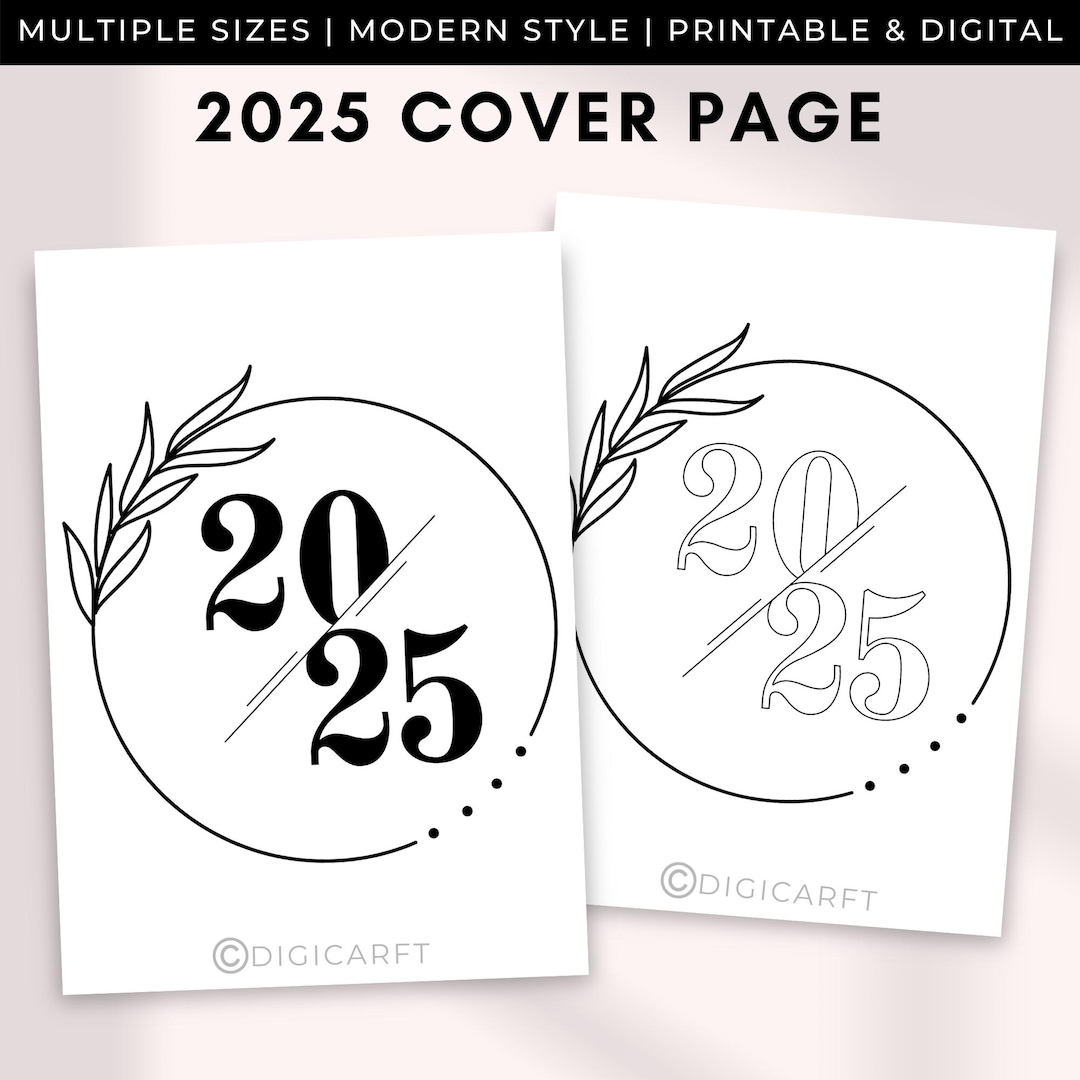 2025 Journal Cover Page,yearly Planner Cover A5 Printable,2025 Bullett ...