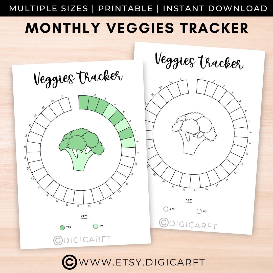 Monthly Veggies Eating Tracker Printable,a5 Bullett Journal Page,wheel ...