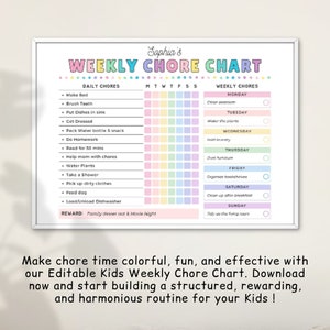 Editable Weekly Chore Chart for Kids Canva,printable Kids Chores ...