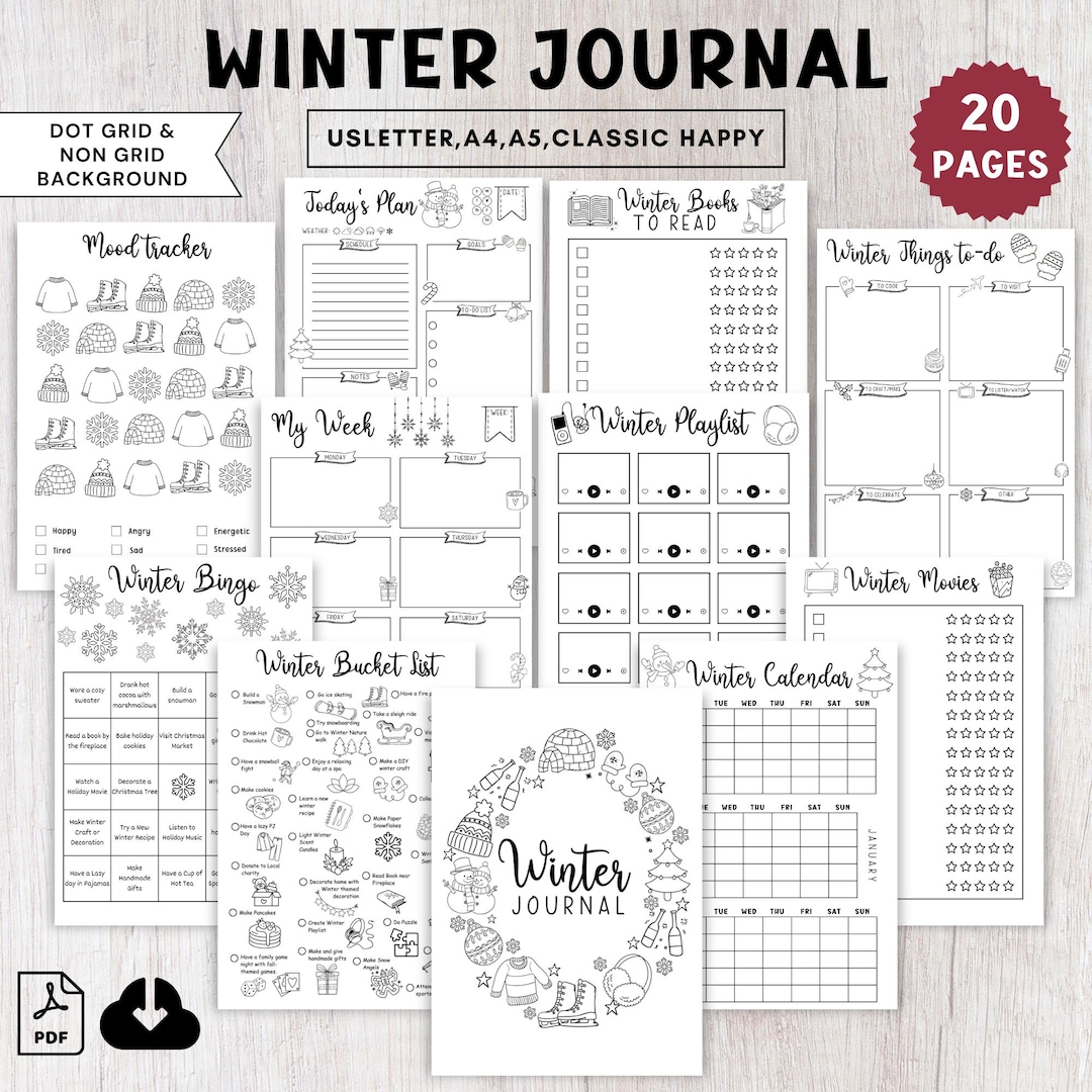Winter Journal Bundle Printable, Winter Planner Kit,winter Bucket List ...