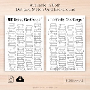 100 Book Challenge Tracker Printable,books Reading Challenge Templates ...