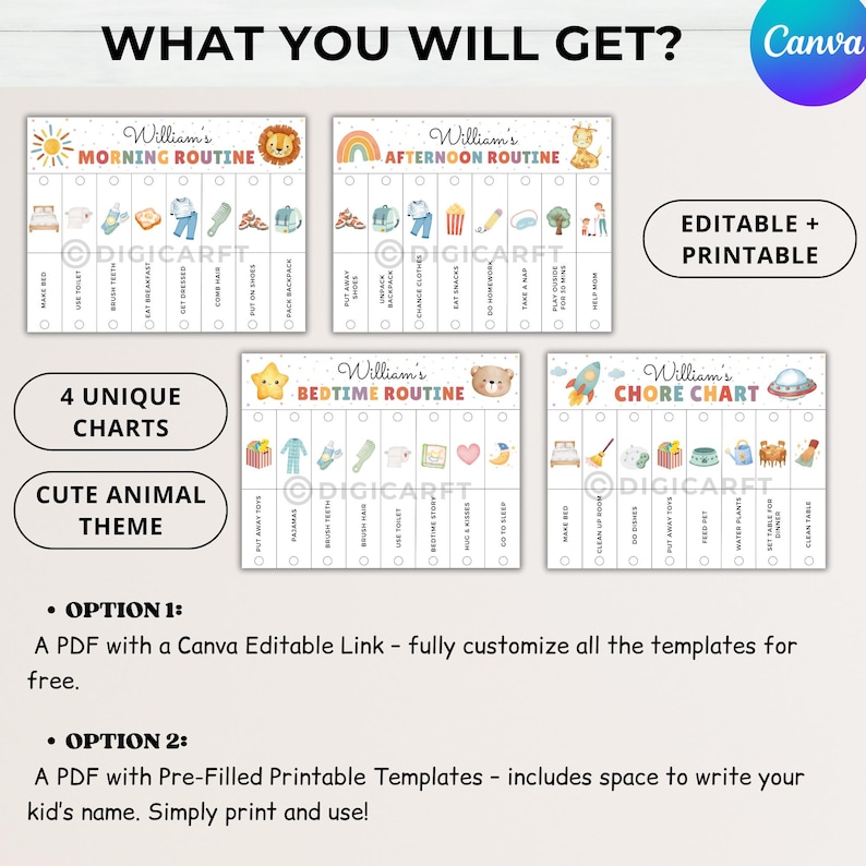 Routine Flip Chart Editable Kids,morning Routine,chore Chart,bedtime ...