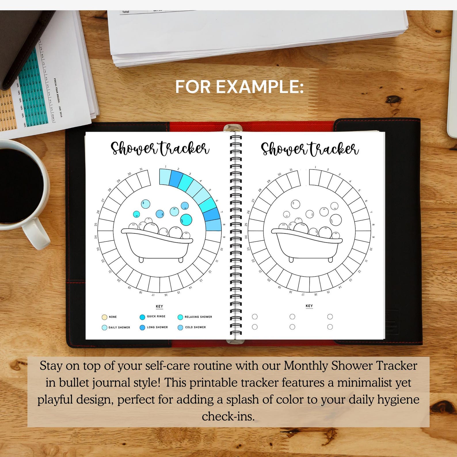 Monthly Shower Tracker Printable,a5 Bullett Journal Page,daily Selfcare ...