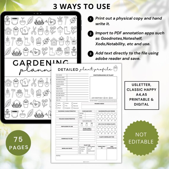 Plantilla De Diario De Jardinería Diario De Jardineria Etsy España