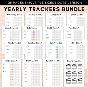 Yearly Trackers Bundle Printable A5,premade Bullett Journal Pages 2025 ...