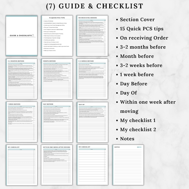 PCS Binder Printablepcs Checklist Military Move Planner - Etsy