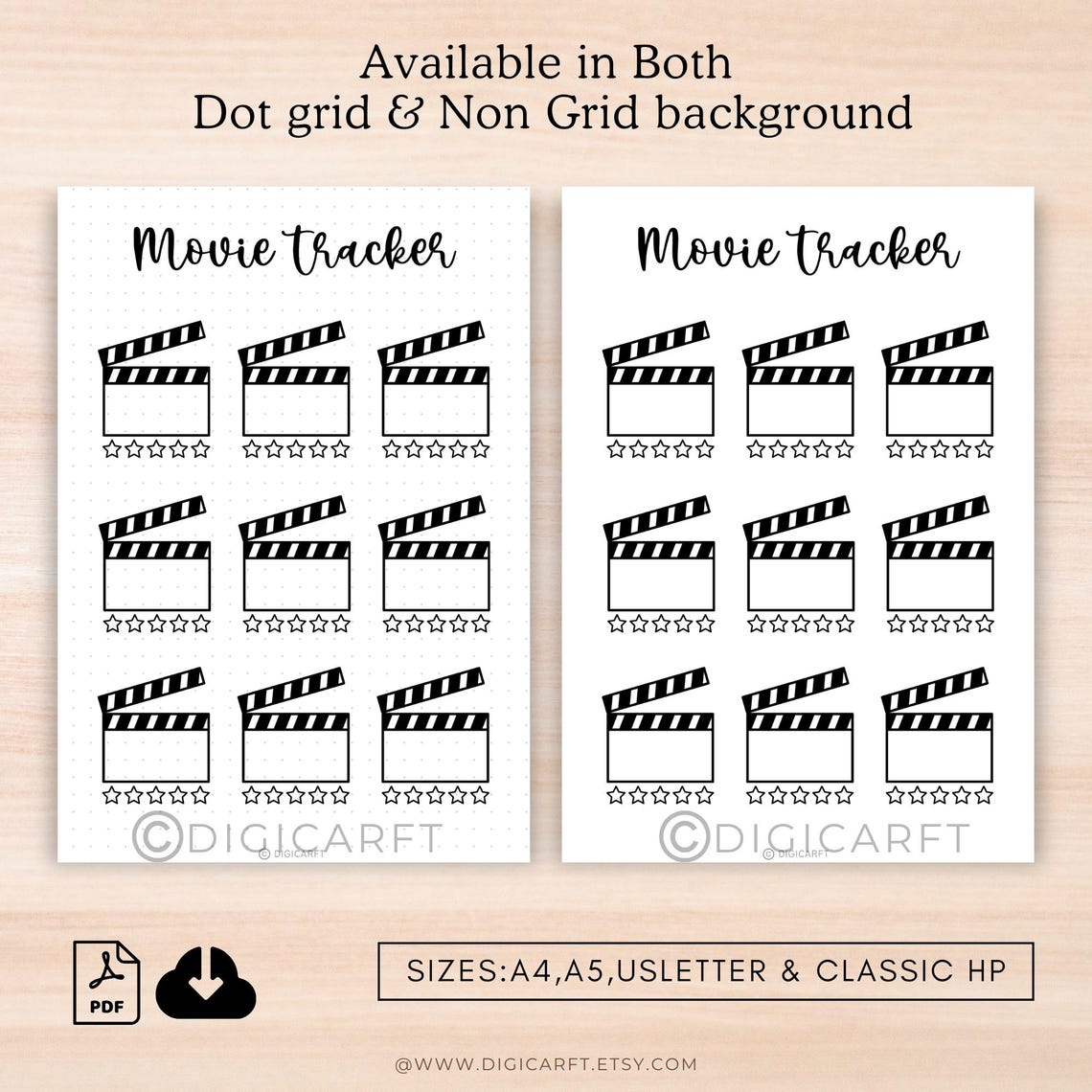 Movie Tracker Sheet Printable,a5 Bullet Journals Pages,movie Journal ...