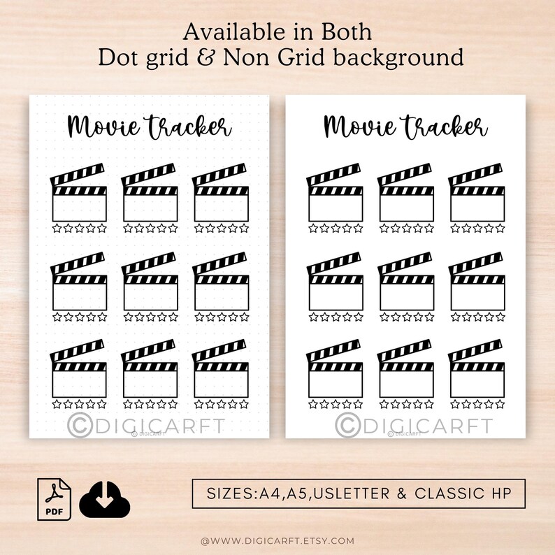 Movie Tracker Sheet Printable,a5 Bullet Journals Pages,movie Journal ...