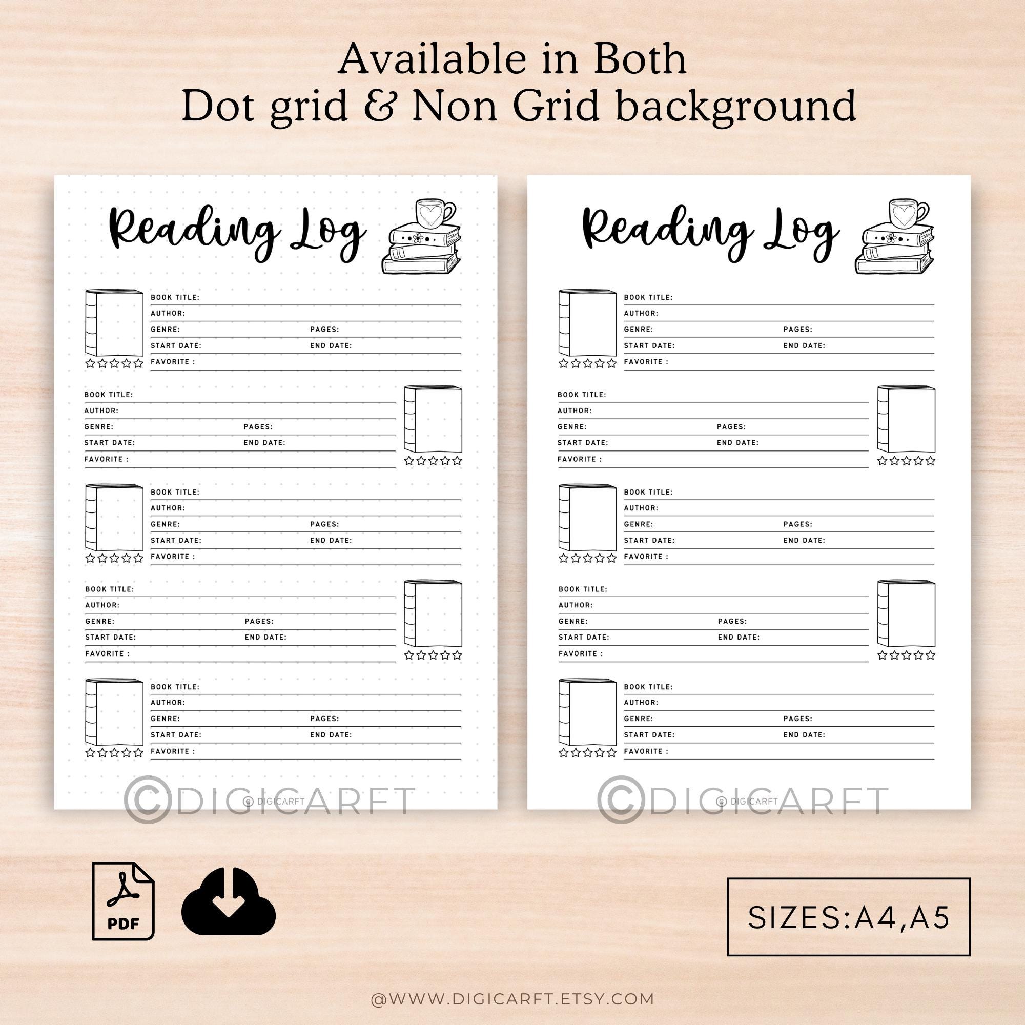 Book Reading Log Printable: A4 A5 Journal Template (PDF) - Etsy