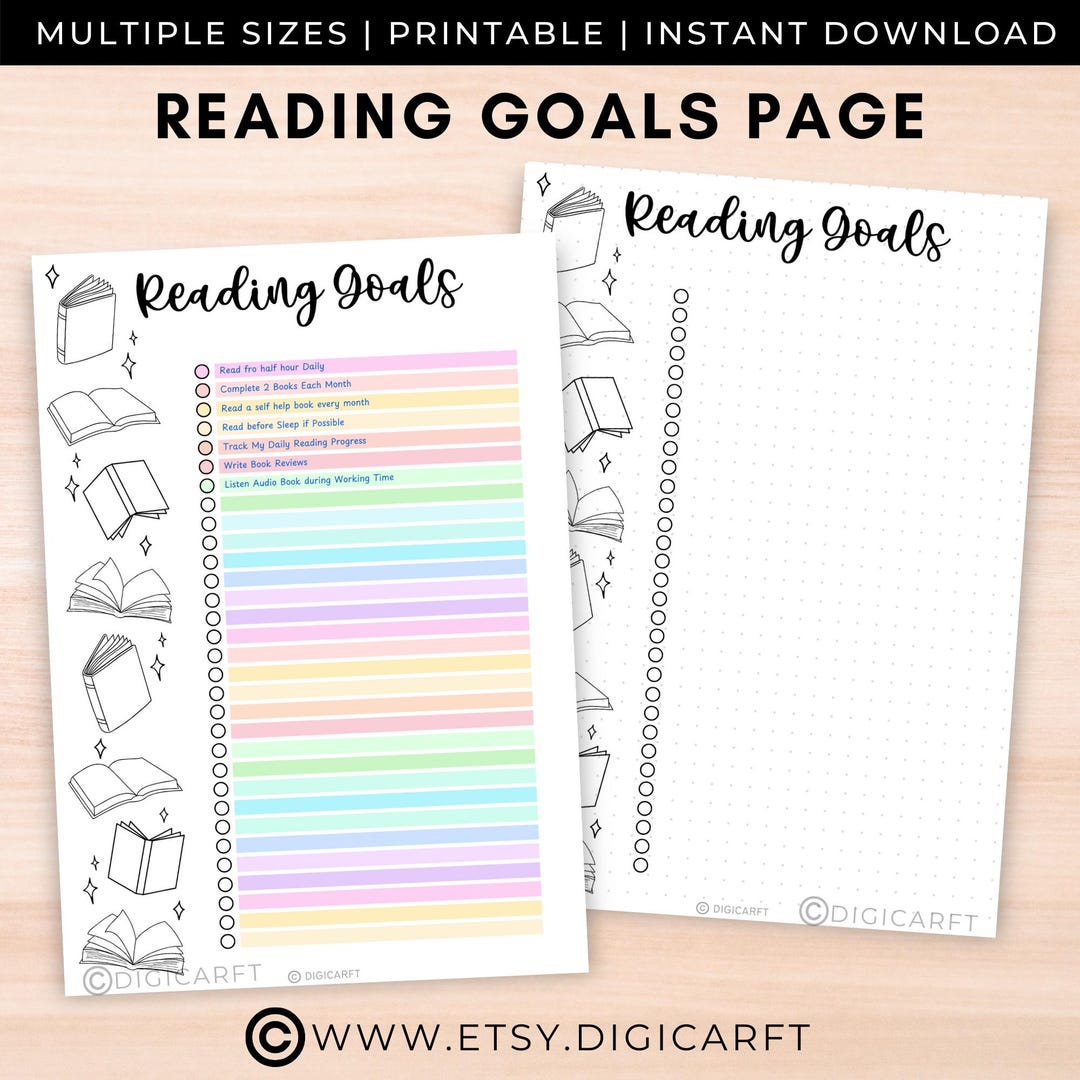 Reading Goals Tracker Printable,book Reading Planner Template,a5 Bullet ...