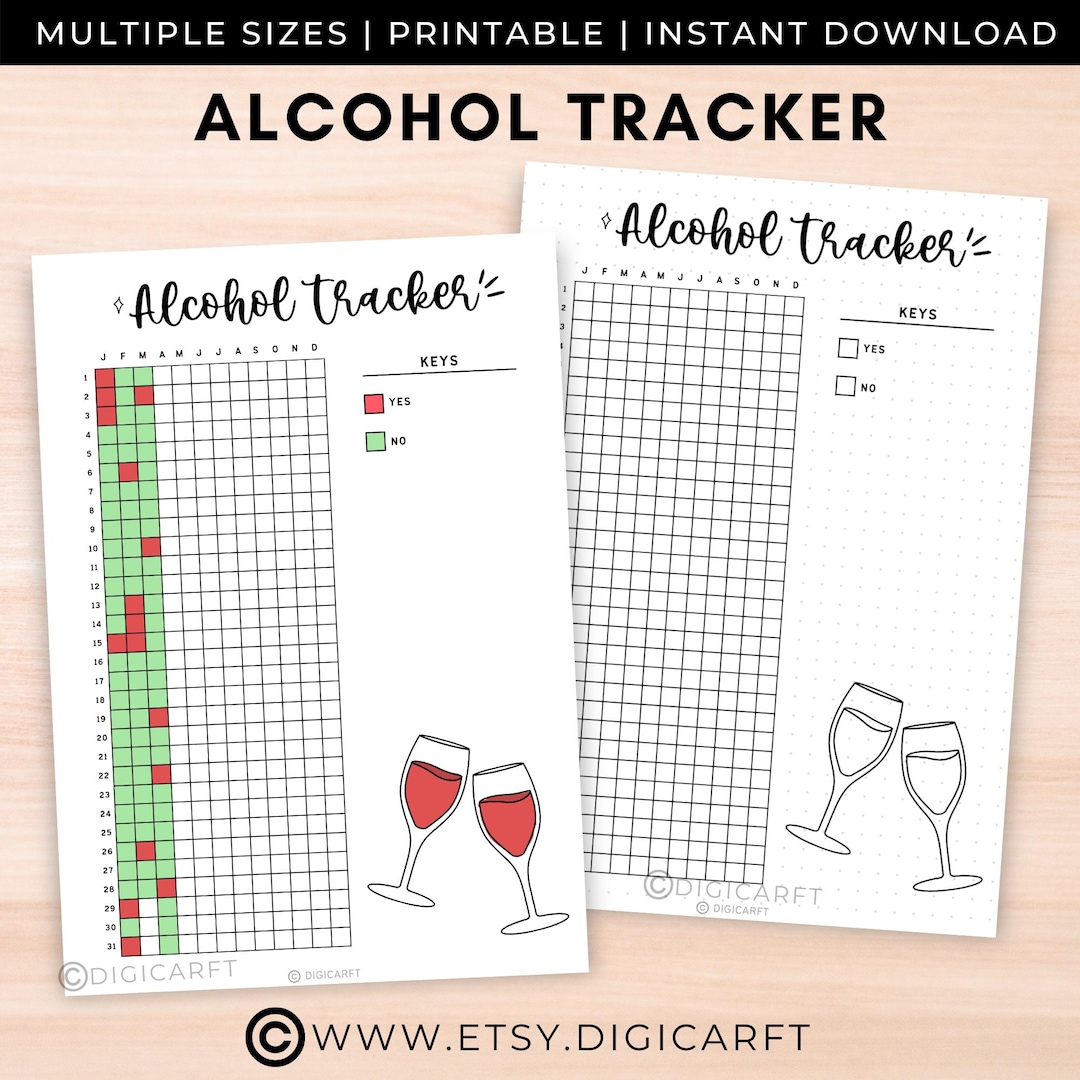 Alcohol Tracker Journal Page Printable,daily No Alcohol Challenge ...
