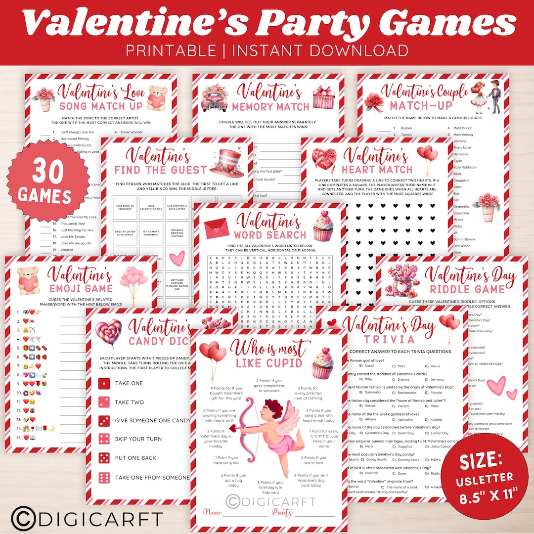 Valentine Day Games Bundle Printable,valentine Trivia,romantic ...