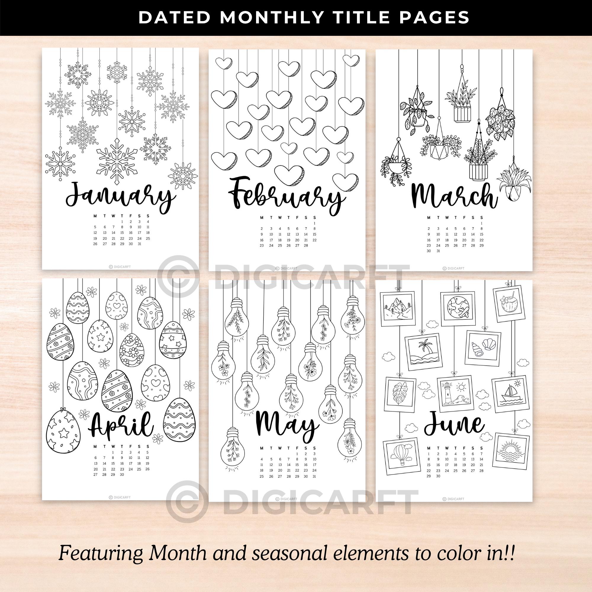 12 Monthly Planner Cover Pages Printable,monthly Cover 2026,monthly ...