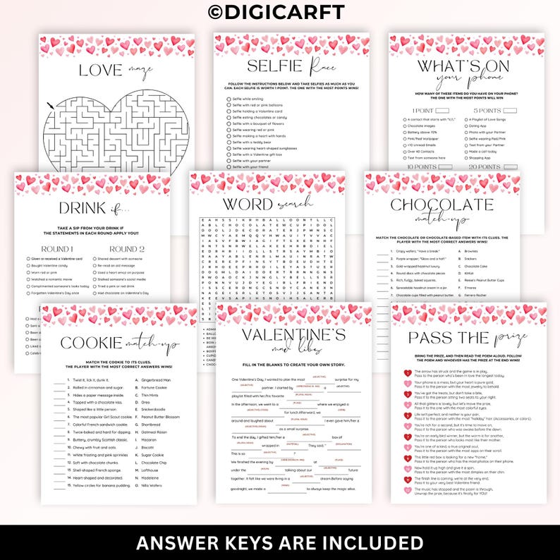 Valentines Games Bundle,valentine's Day Games for Groups,valentines ...