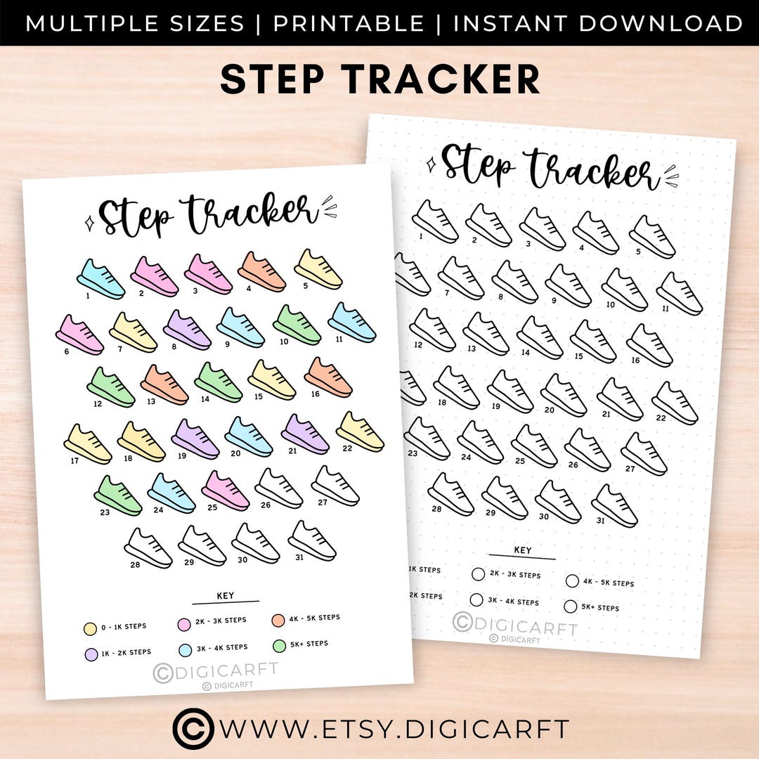 Monthly Steps Tracker Printable,a5 Bullett Journal Page,daily Steps ...