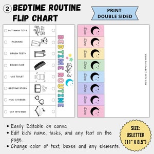 Buy Kids Flip Routine Chart Editable Printable,morning Flip Done,evening Bedtime,visual Schedule ...