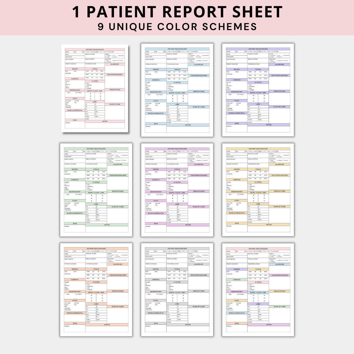 Nursing Report Sheet Multiple Patientsnurse Report Bundle - Etsy