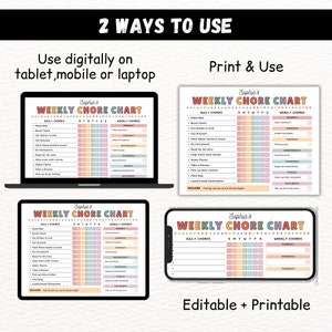 Editable Weekly Chore Chart for Kids Canva,printable Kids Chores ...