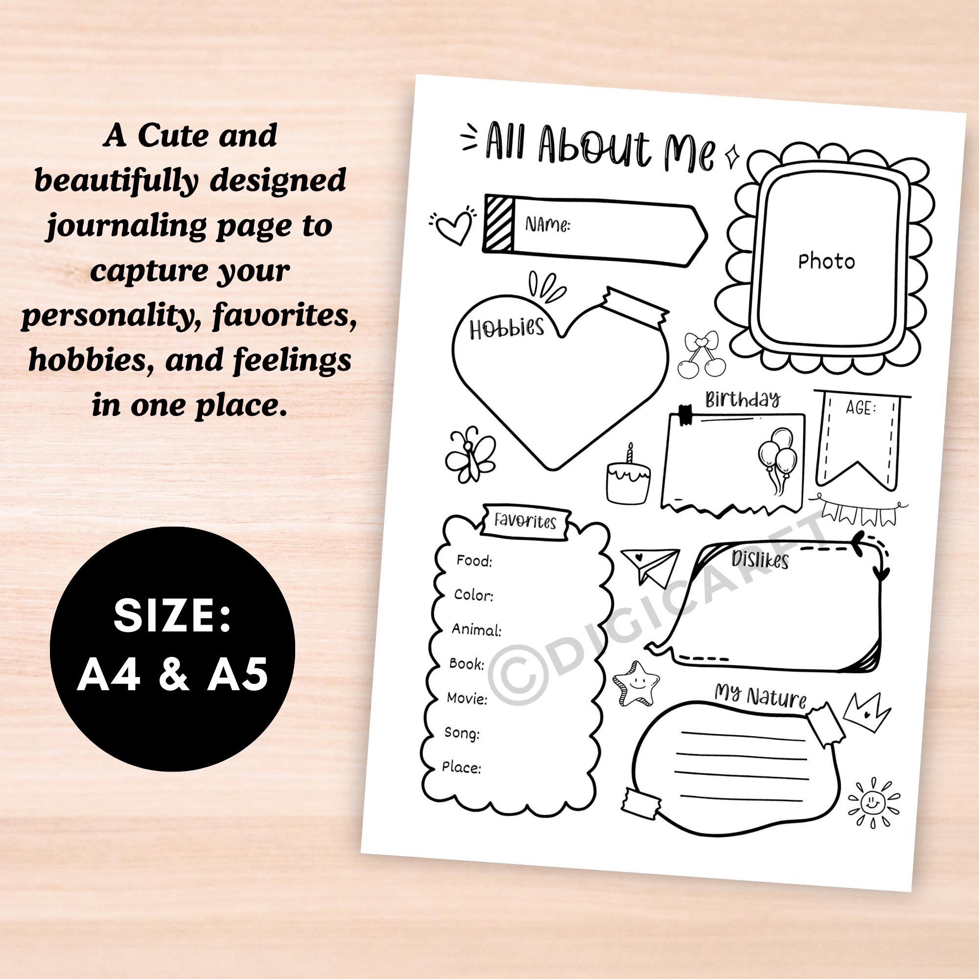 About Me Journal Page,printable Journal Pages A5,my Profile Page ...