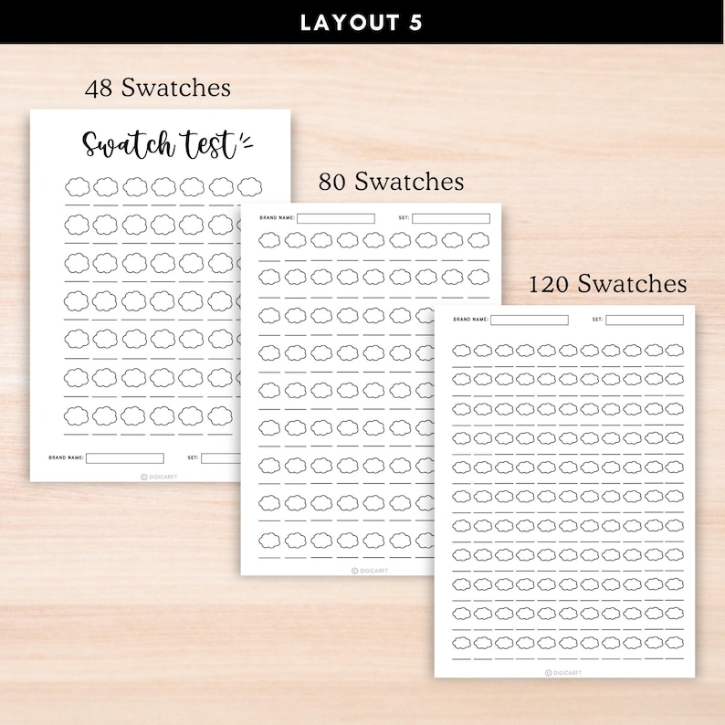 Swatch Test Journal Page A5,marker Swatch Sheet Blank,swatch Template ...