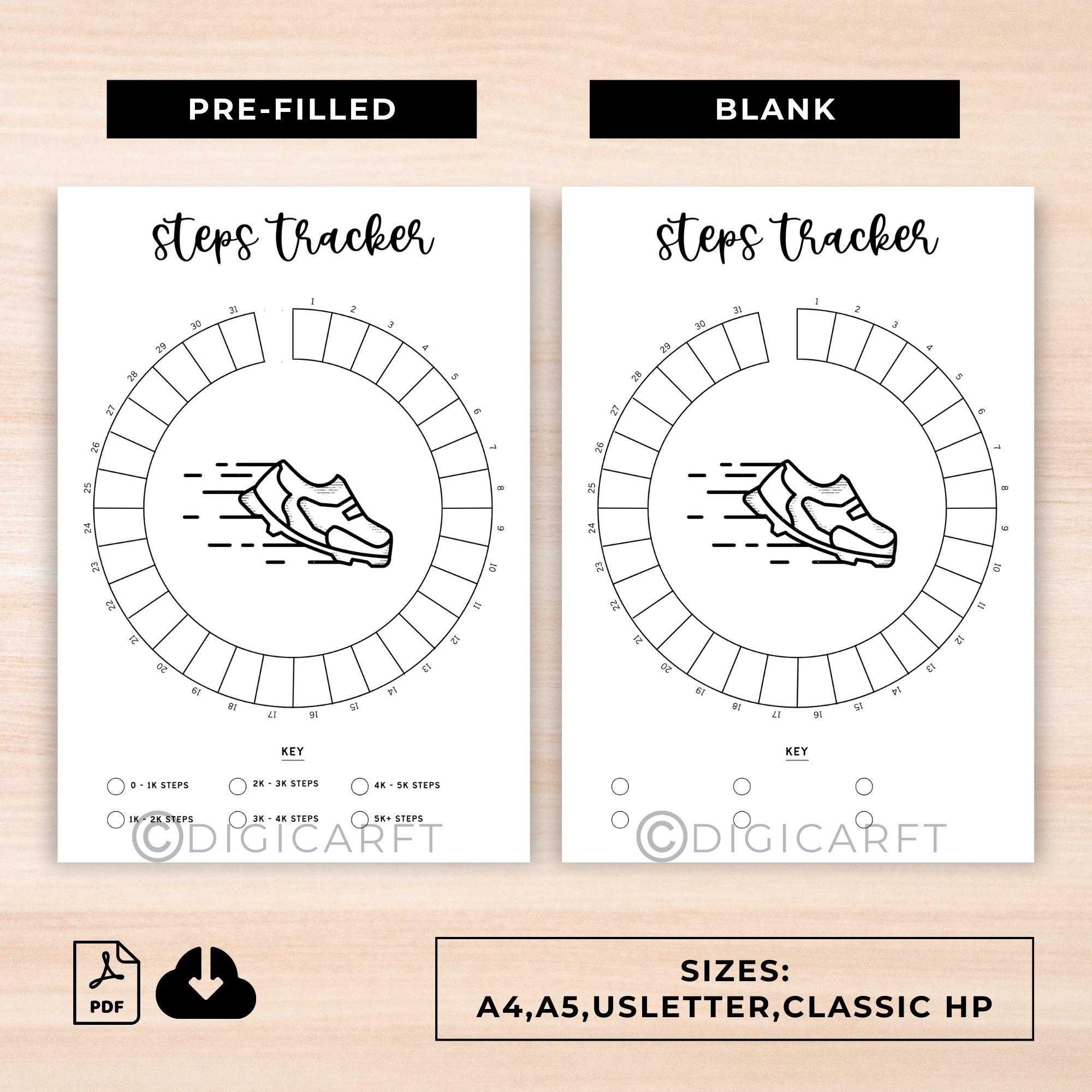Monthly Steps Tracker Printable,a5 Bullett Journal Page,daily Steps ...