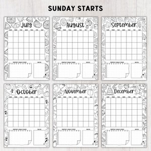 12 Month Calendar Pages A5 Journal Monthly Calendar Planner With Goals ...