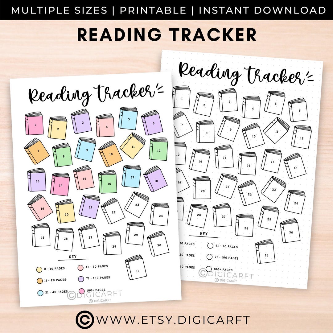 Monthly Reading Tracker Printable,daily Reading Habit Tracker Log ...