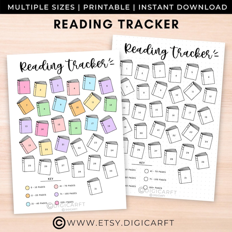 Monthly Reading Tracker Printable,daily Reading Habit Tracker Log ...