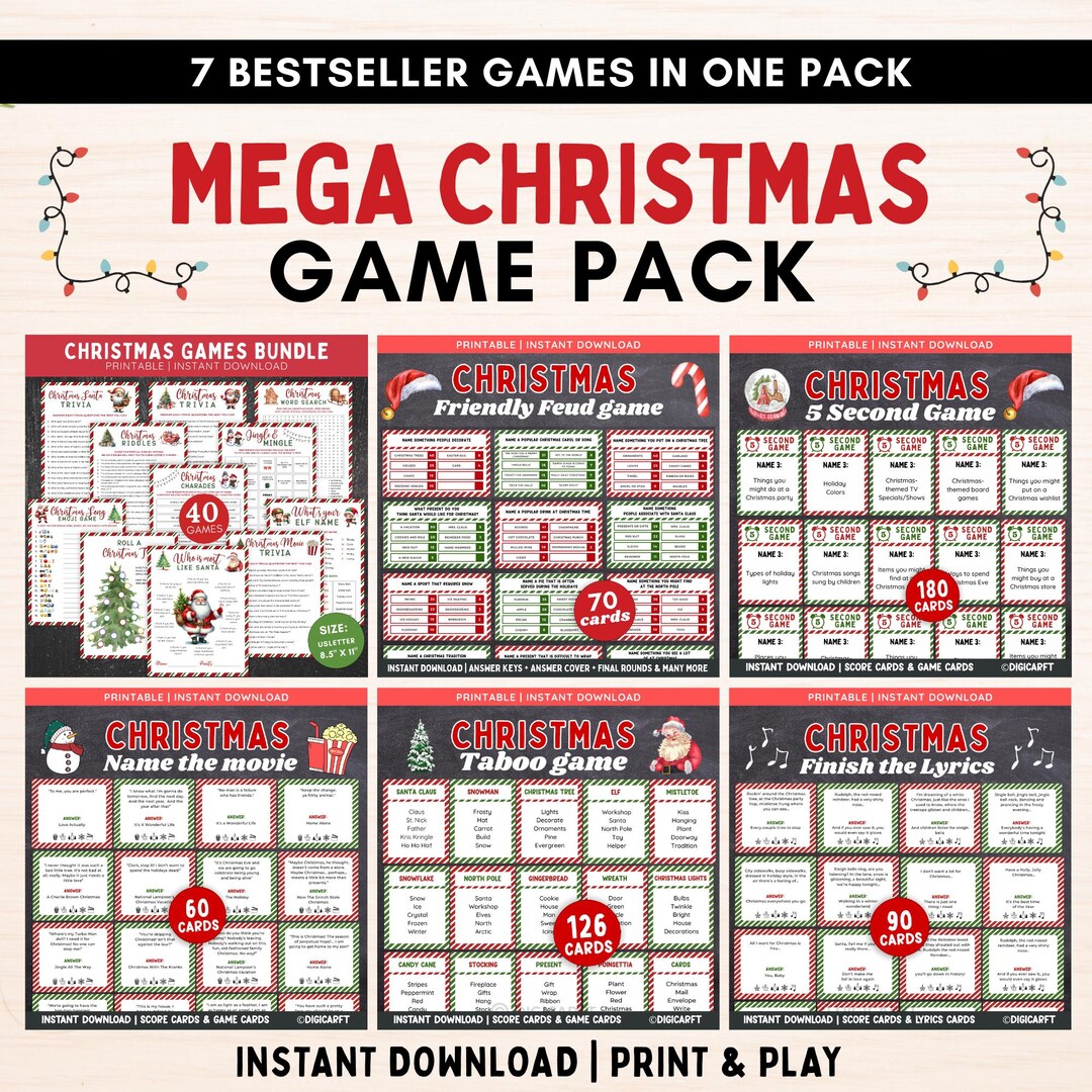 Ultimate Printable Christmas Game Bundle,fun Christmas Party Games for ...