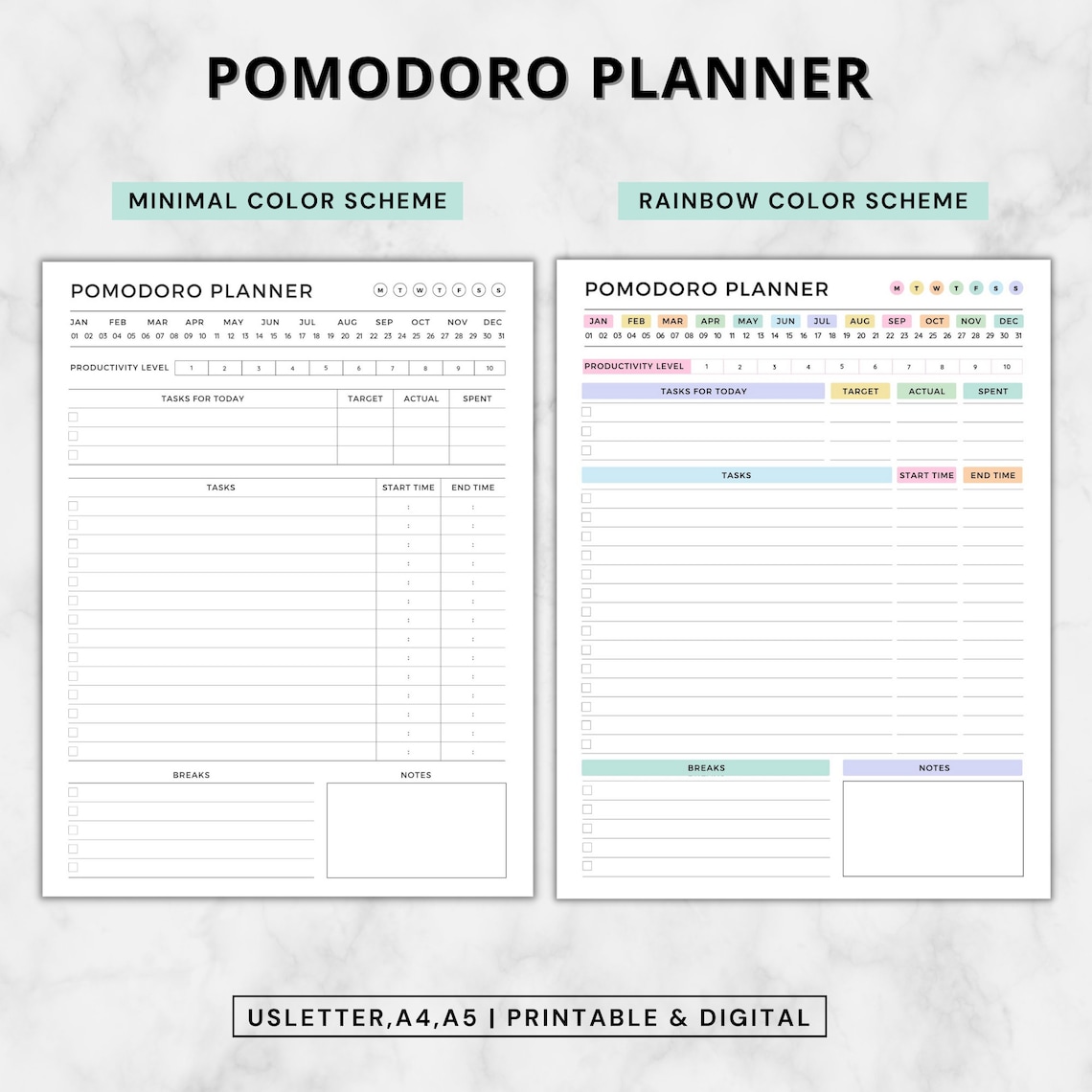 Pomodoro Planner Printableproductivity Planner Ipadstudy - Etsy