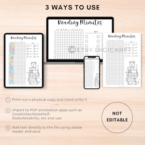 Book Reading Minutes Tracker Printable A5 Bujo,digital Yearly Reading ...
