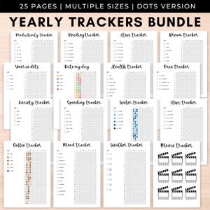 Yearly Trackers Bundle Printable A5,premade Bullett Journal Pages 2025 ...