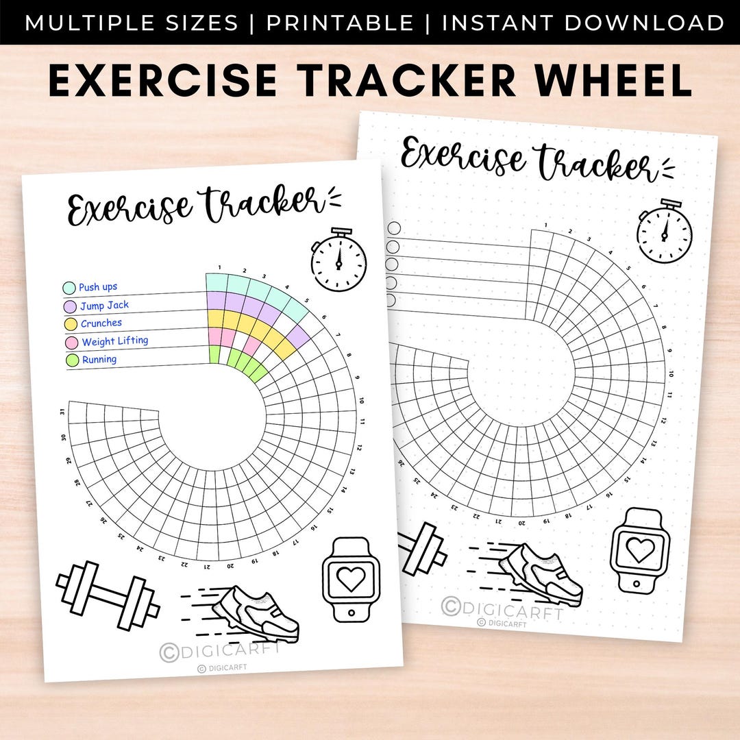 Monthly Exercise Coloring Tracker,workout Tracker Printable Journal ...