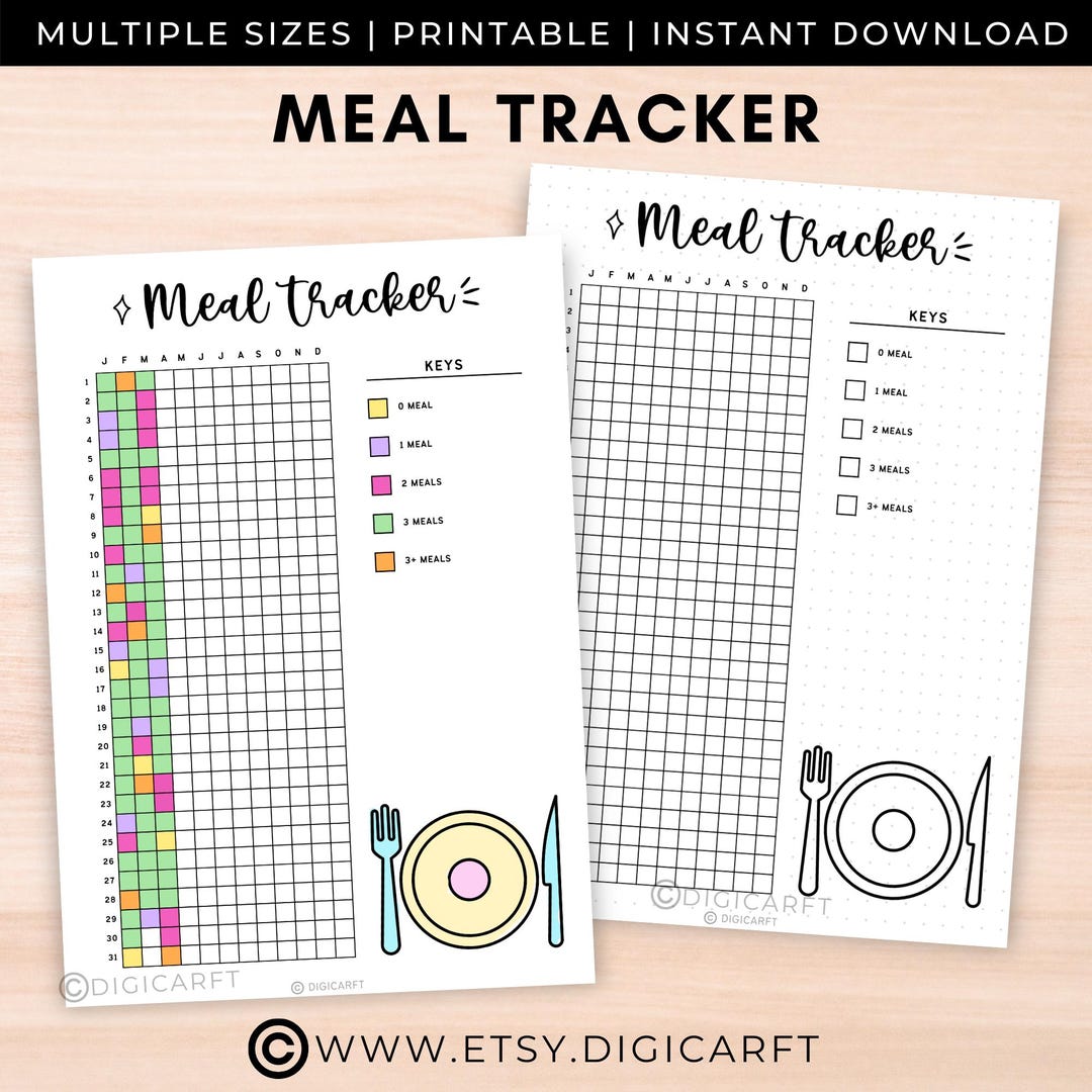 Yearly Meal Tracker Bullett Journal Pre Made Printable,daily Eating Log ...