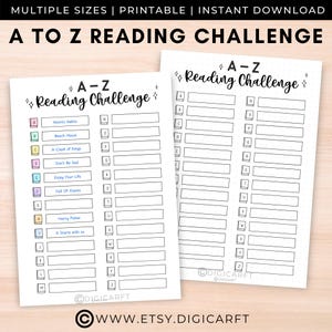 A-z Reading Challenge Printable for Book Lovers,alphabet Reading ...