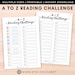 A-z Reading Challenge Printable for Book Lovers,alphabet Reading ...