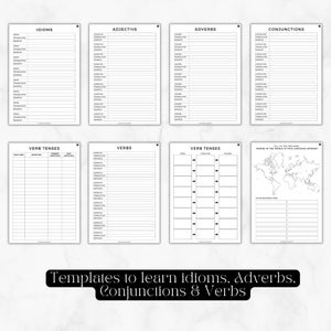 Language Learning Planner Printable,language Study Notebook,vocabulary ...