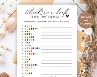 Children's Book Emoji Pictionary Game Printable,baby Book Emoji ...