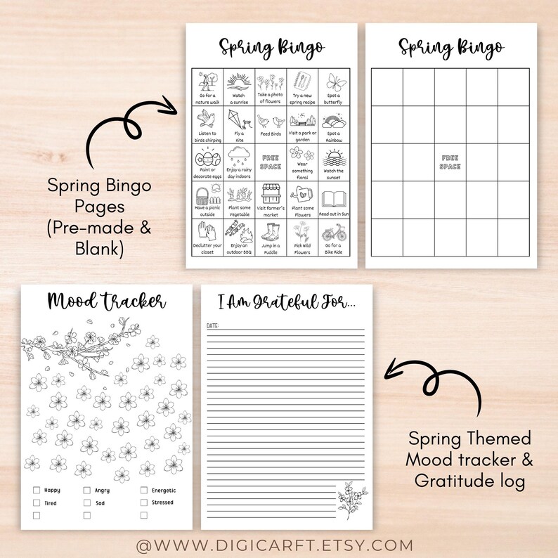 Spring Journal Kit Printable,printable Spring Bucket List,bujo Spring ...