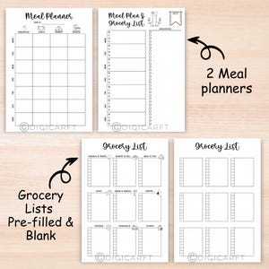 Weekly Meal Planner and Grocery List Template Printable,recipe Page ...