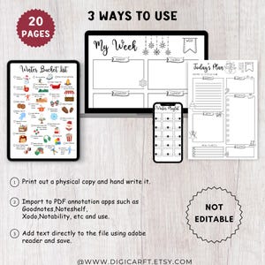 Winter Journal Bundle Printable, Winter Planner Kit,winter Bucket List ...