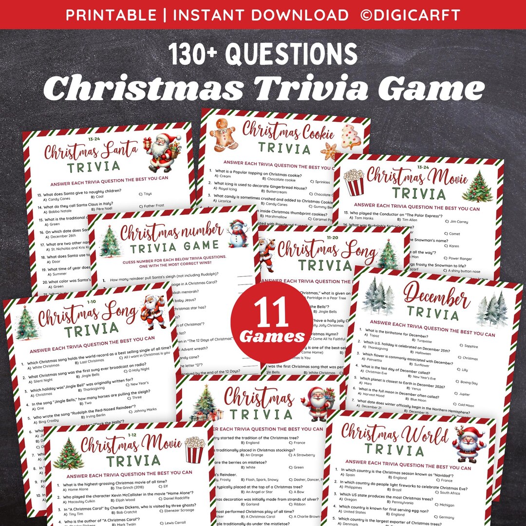 Christmas Trivia Game Printable,christmas Movie Trivia,christmas Party ...