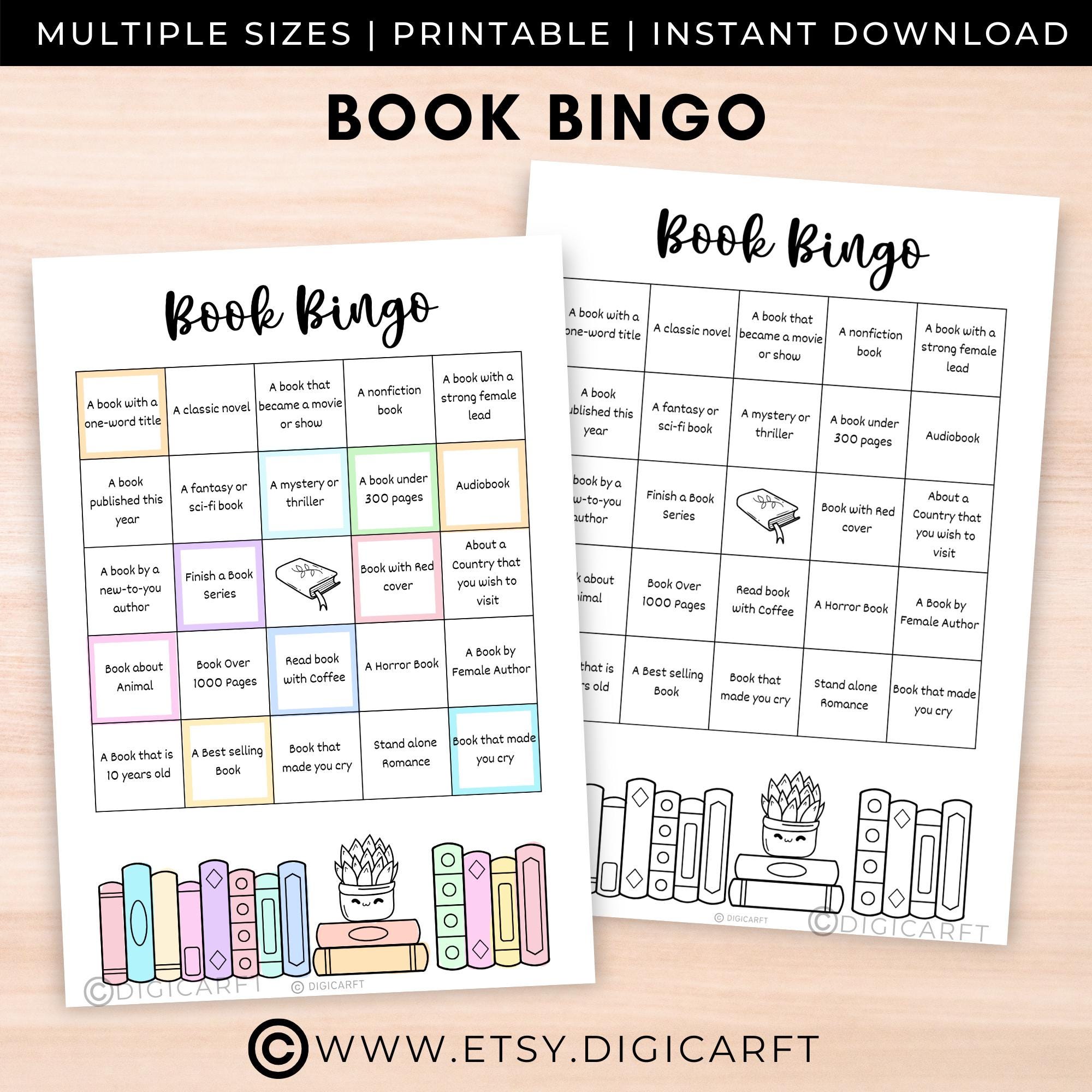 Book Bingo Printable,reading Tracker Log Bujo,book Reading Challenge ...