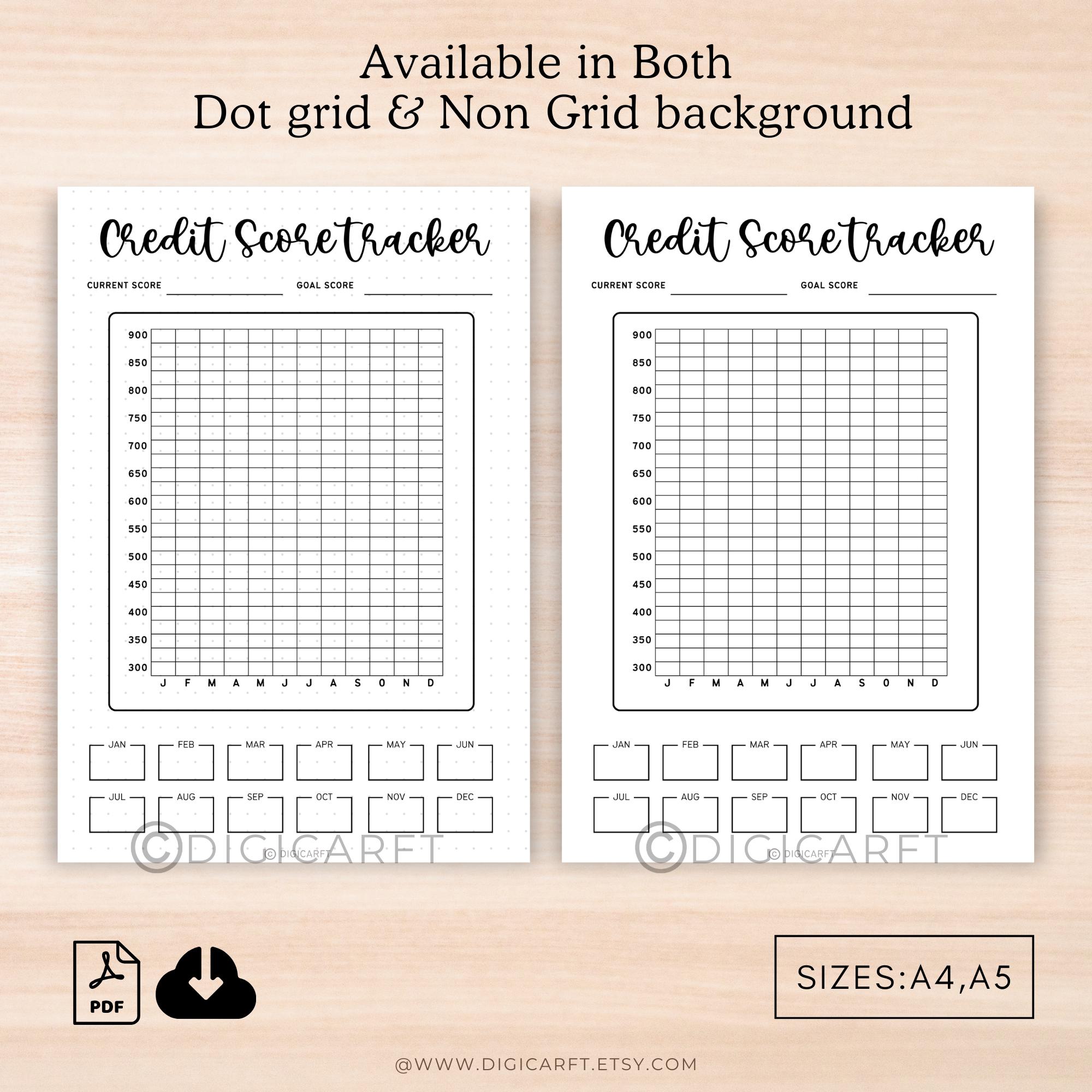 Credit Score Tracker Printable,credit Repair Sheet,monthly Credit Card ...
