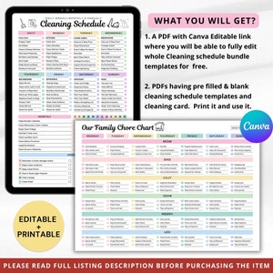 Ultimate Cleaning Schedule Bundle Editable,cleaning Planner Bundle A4 ...
